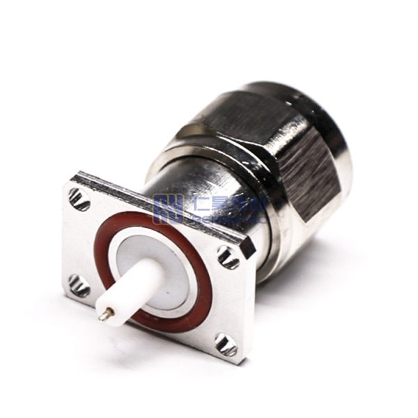 N Type Connector Male Straight Solder Panel Mount 4 Hole Flange 50ohm ...