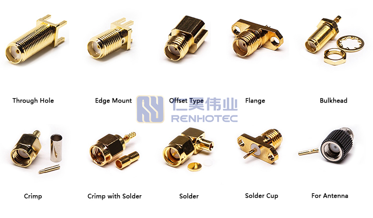 SMA Connector Straight Jack Female Pin Panel Mount SMT - RHT-612-0382